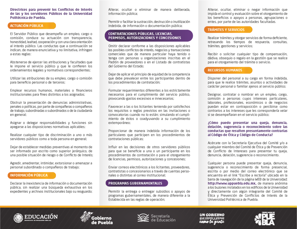Codigo de Etica y Conflicto de Interés – Universidad Politécnica de Puebla